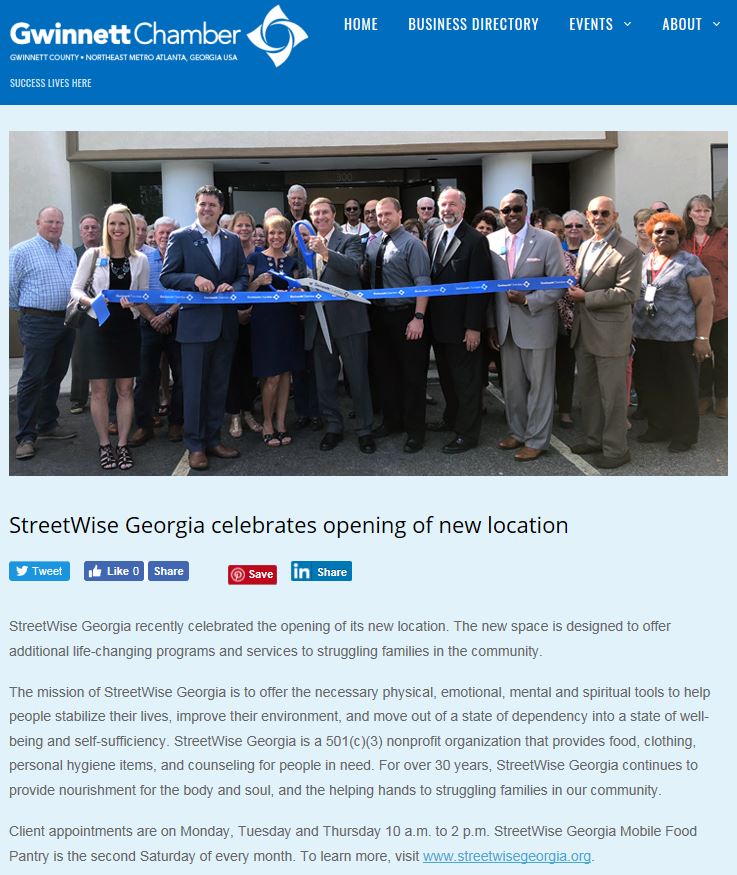 Gwinnett Chamber Celebrates StreetWise Georgia’s New Location ...